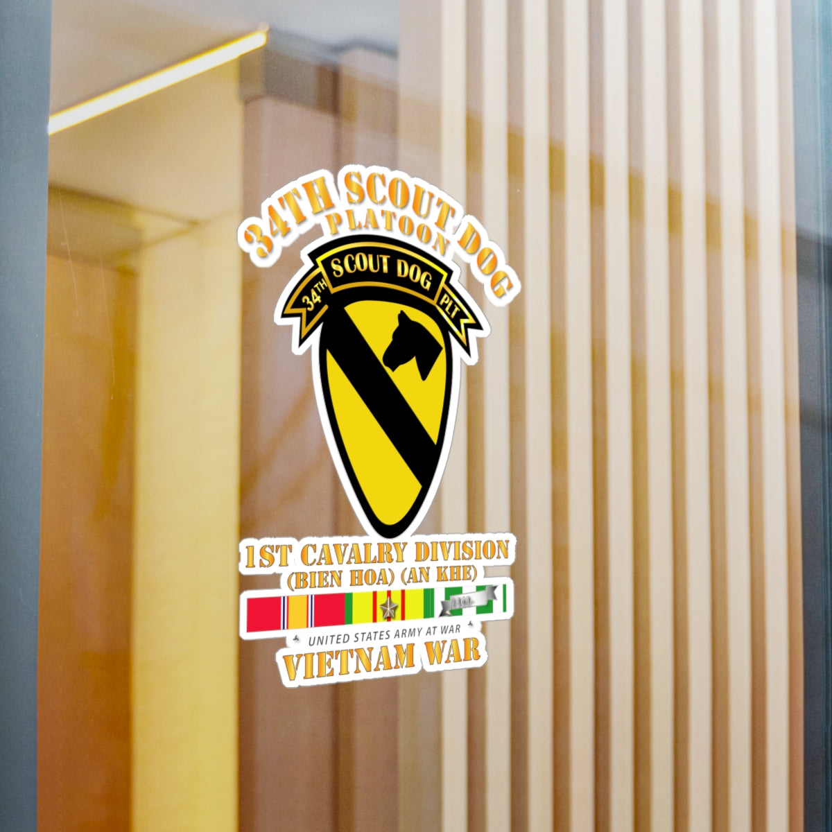 Kiss-Cut Vinyl Decals - Army - 34th Scout Dog Platoon 1st Cav w Tab - – MIP Brand Store