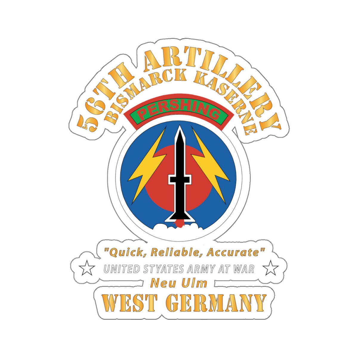 Kiss-Cut Stickers - 56th Artillery Command - Pershing - Bismark Kasern – MIP Brand Store