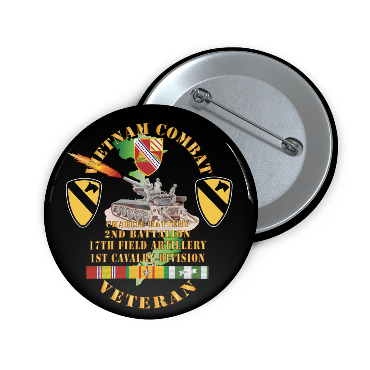 Custom Pin Button - Army - Charlie Battery.2nd Battalion,17th Field Ar ...