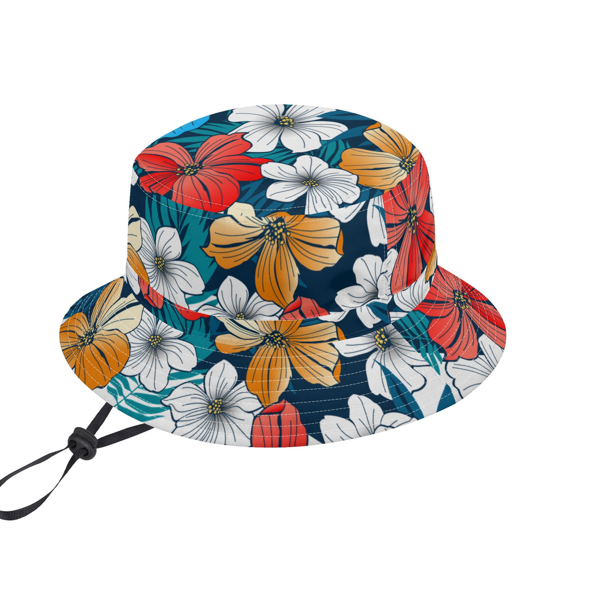 All Over Print Bucket Hats with Adjustable String - Bright Blue Beach ...