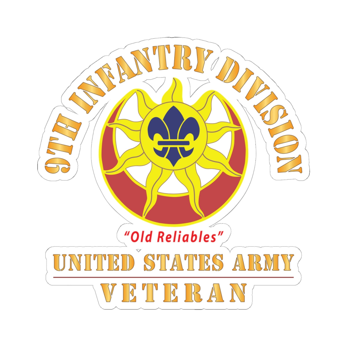 Kiss - Cut Stickers - Army - DUI - 9th Infantry Division - Old Reliabl ...
