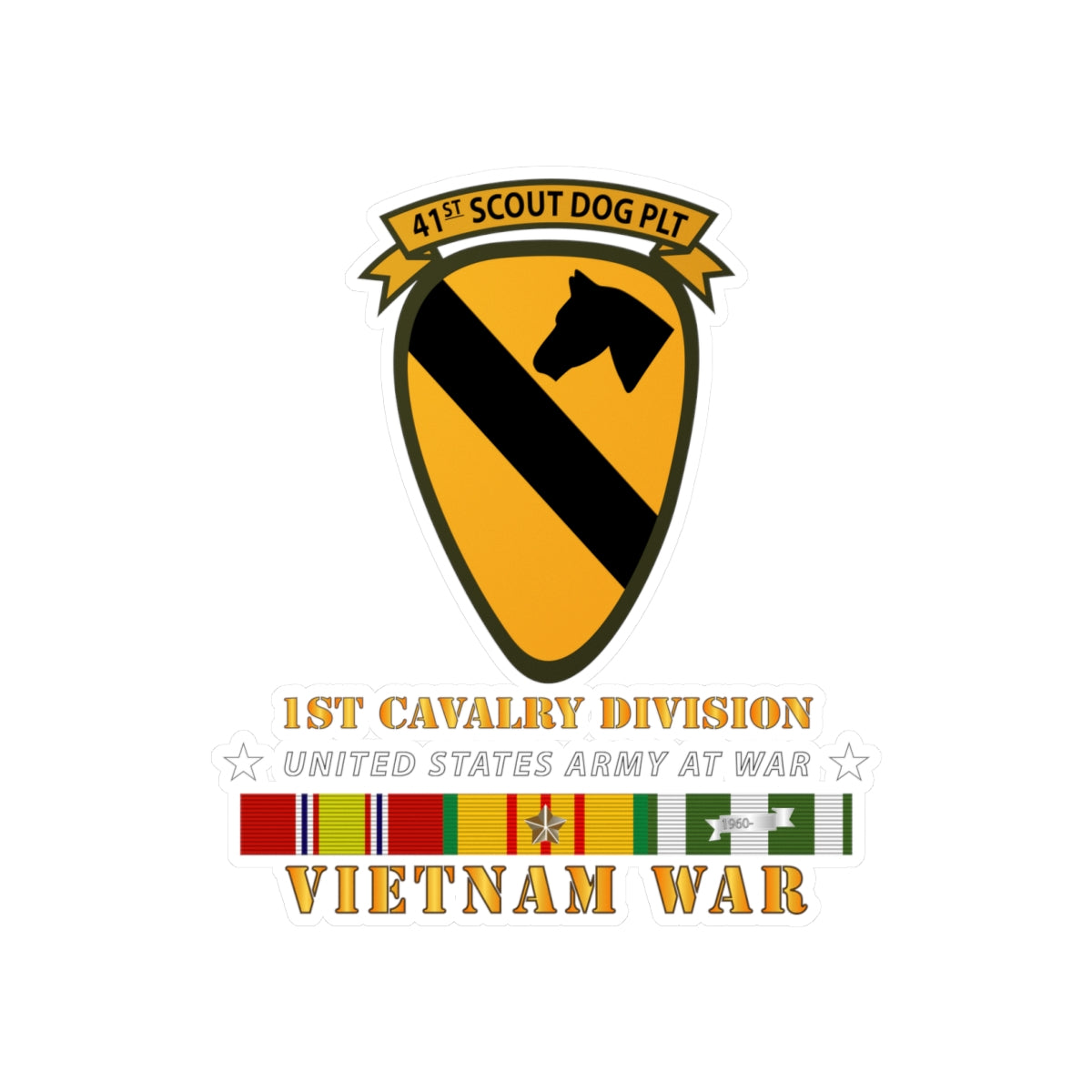 Kiss-Cut Vinyl Decals - Army - 41st Scout Dog Platoon 1st Cav - VN SVC ...
