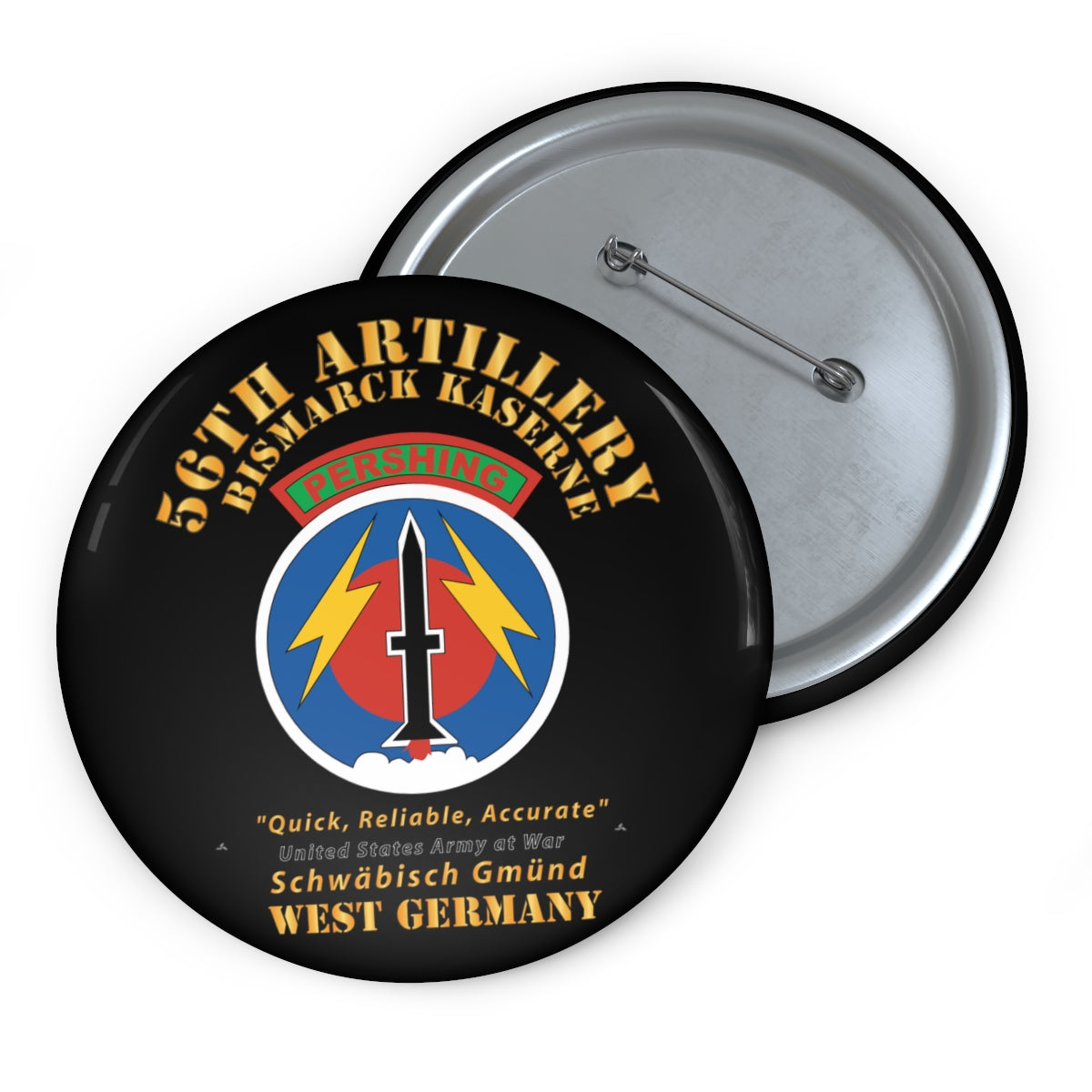 Custom Pin Buttons - 56th Artillery Command - Pershing - Bismarck Kase ...