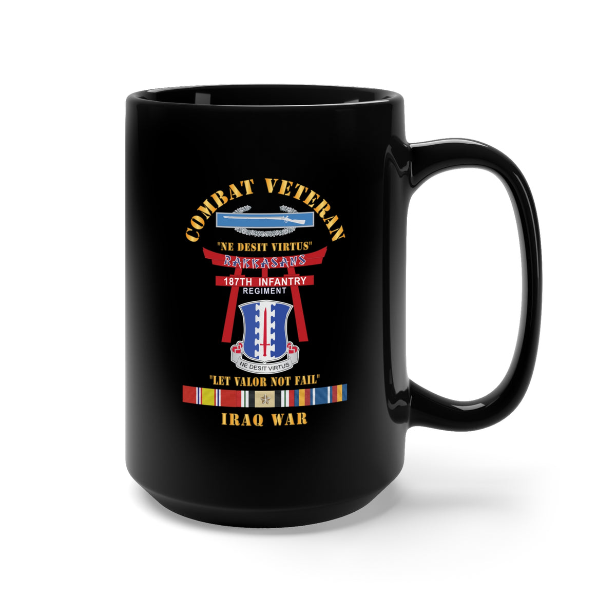 Black Mug 15oz - Army - Combat Veteran - 187th Infantry Regiment - Tor ...