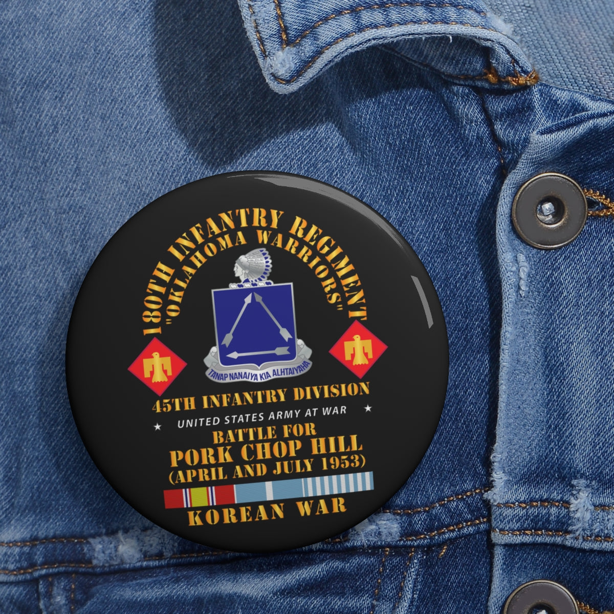 Custom Pin Buttons - 180th Infantry Regiment - 45th ID - Battle Pork C ...