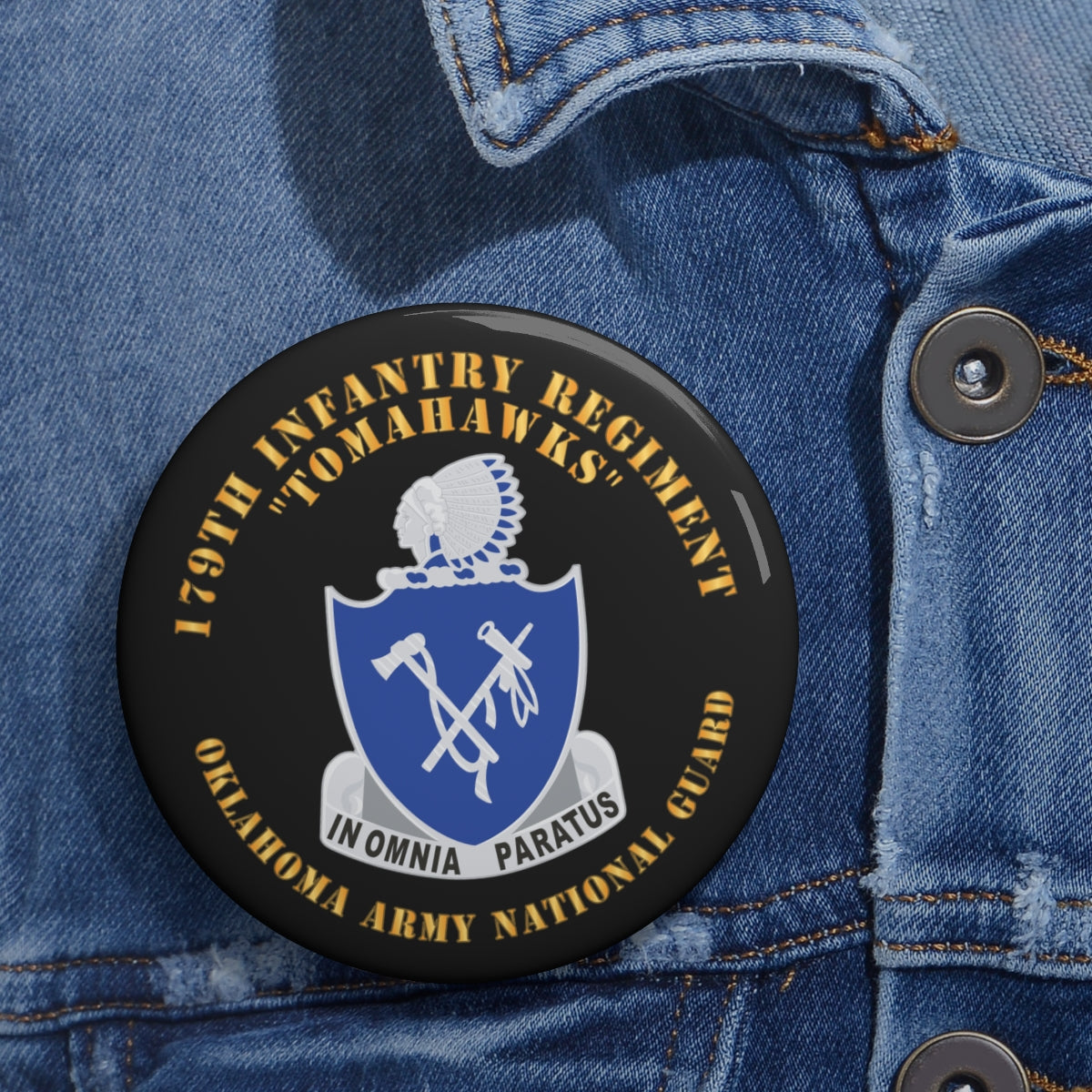Custom Pin Buttons - 179th Infantry - DUI - OKARNG - Inf Branch X 300 ...