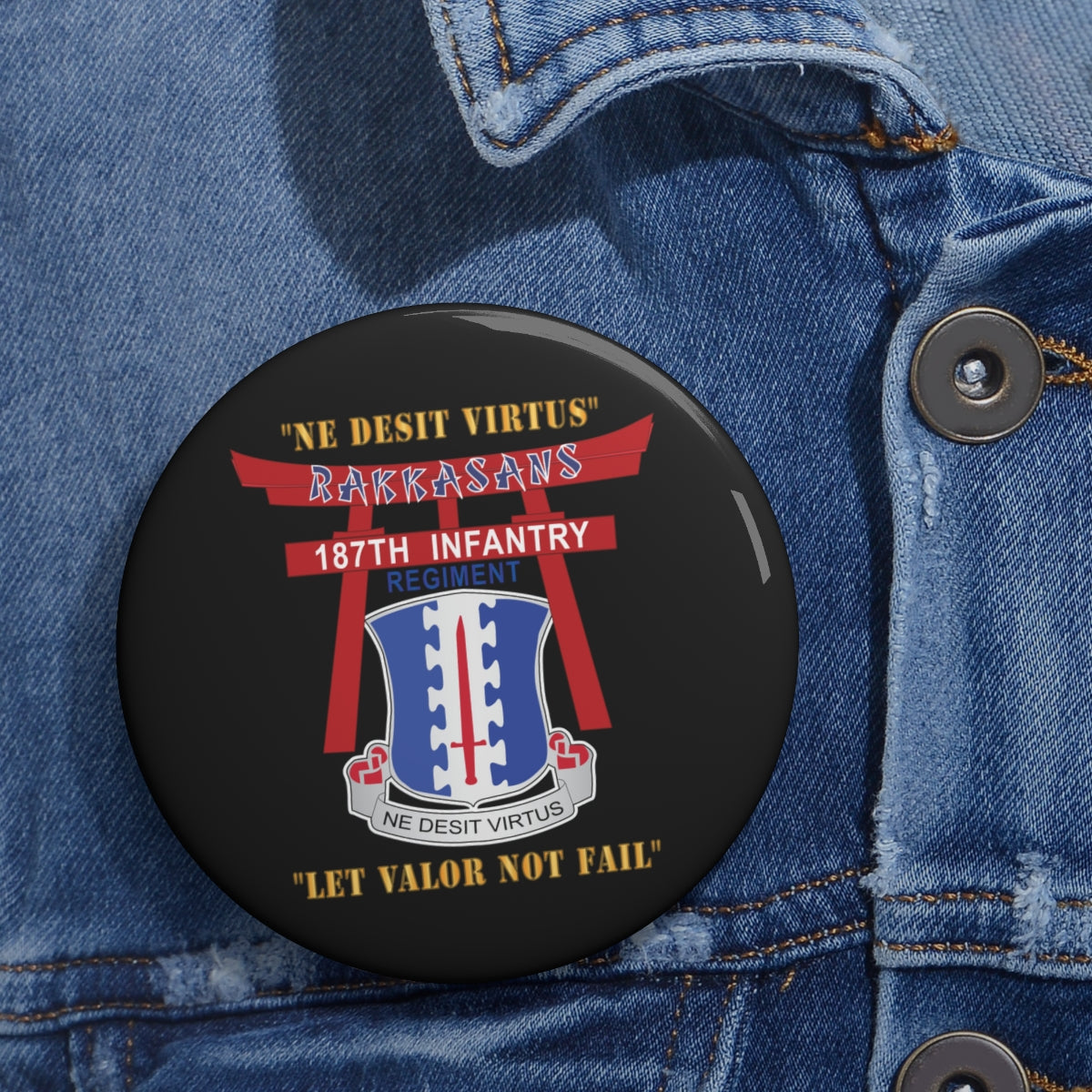Custom Pin Buttons - 187th Infantry Regiment - Torii, Rakkasans, Let V ...