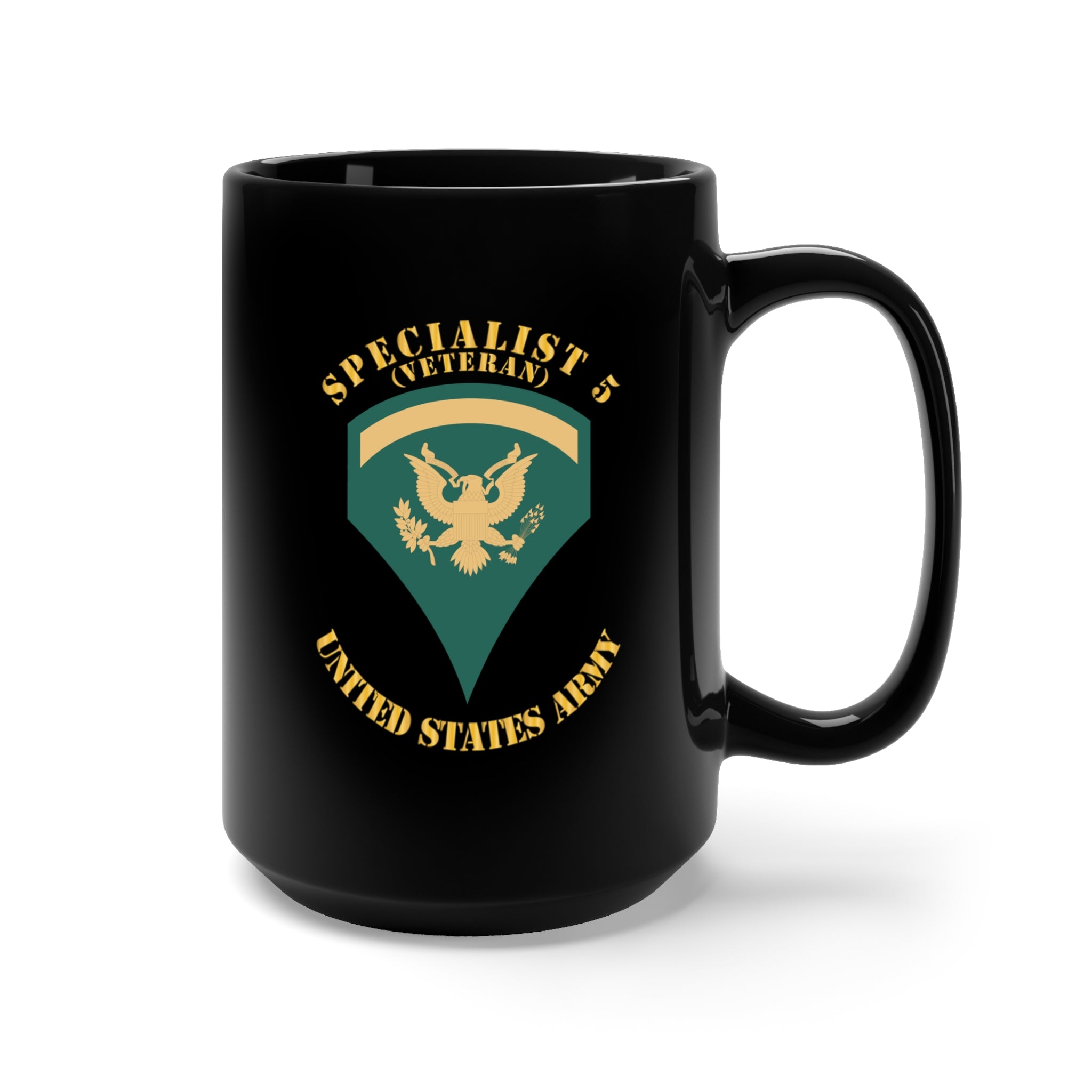 Black Mug 15oz - Army - Enlisted - SPEC 5 - Specialist 5 - Std - Veter ...
