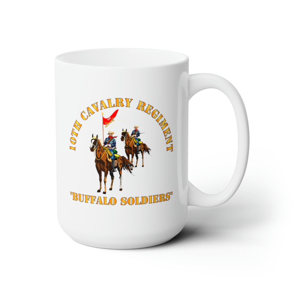 White Ceramic Mug 15oz - Army - 10th Cavalry Regiment w Cavalrymen - B ...
