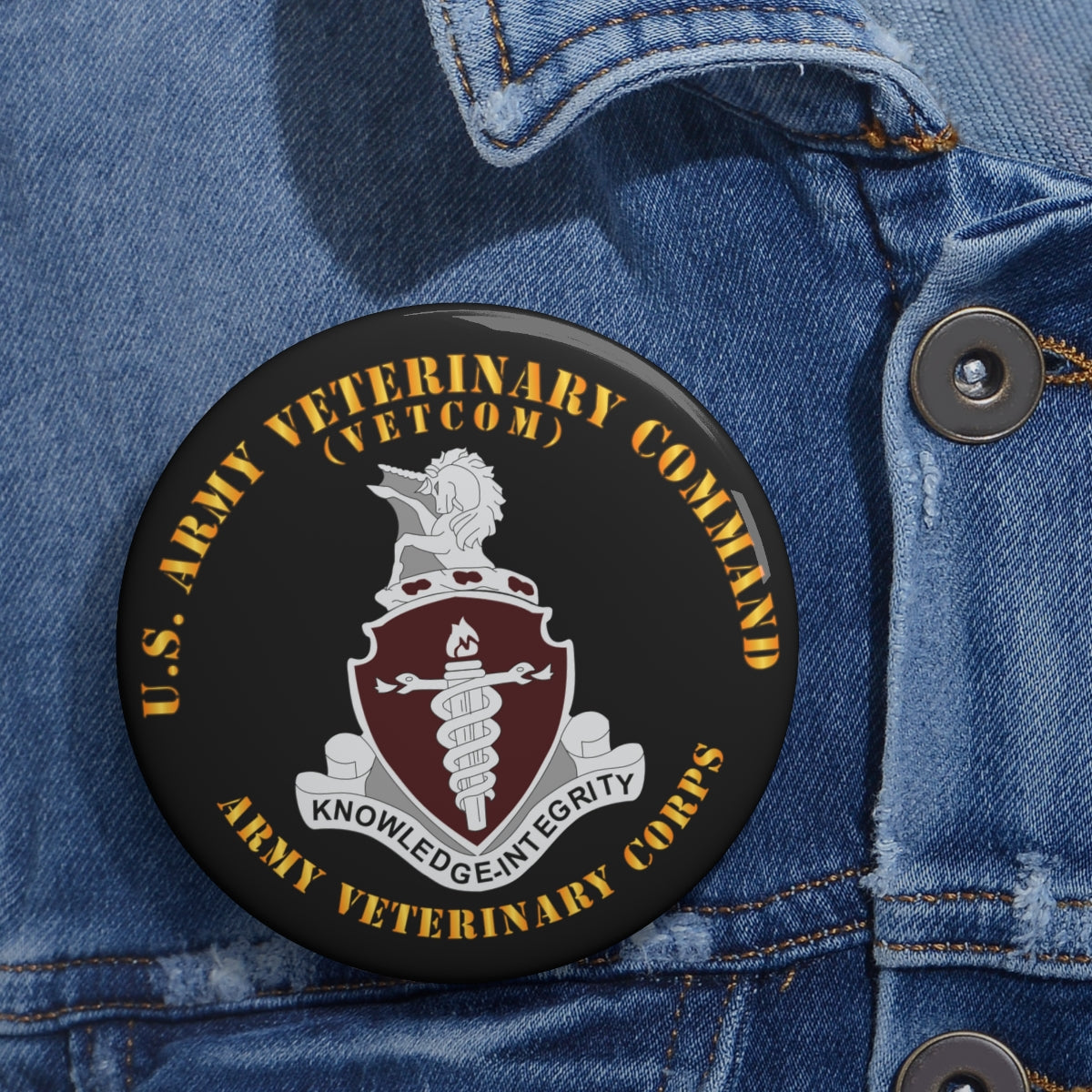 Custom Pin Buttons - US Veterinary Command - VETCOM - Veterinary Corps ...