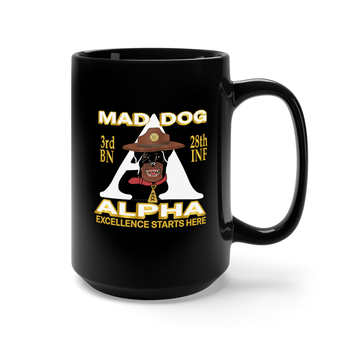 Black Mug 15oz - 3rd Bn 28th Inf - alpha - Mad Dog – MIP Brand Store