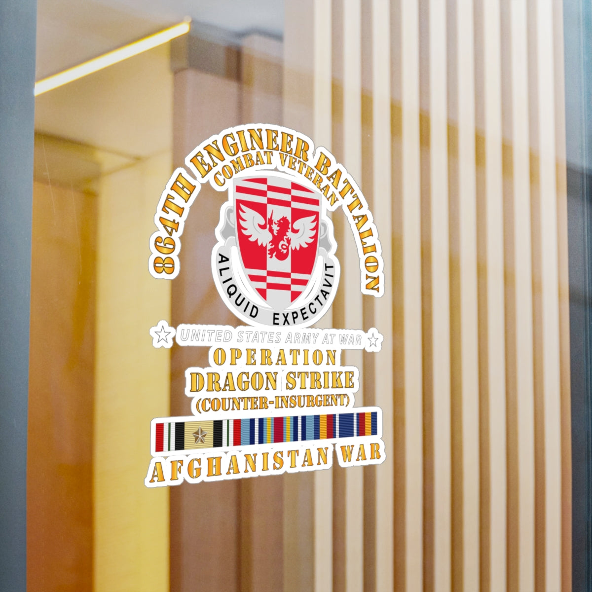 Kiss-Cut Vinyl Decals - Army - 864th Eng Bn - Opn Dragon Strike w AFGH ...