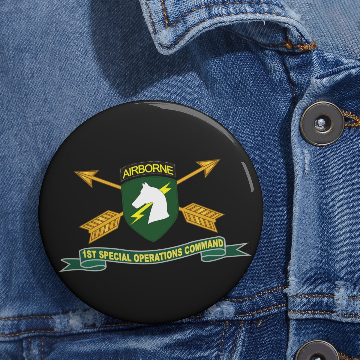 Custom Pin Buttons - 1st Special Operations Command (SOCOM) - SSI w Br ...
