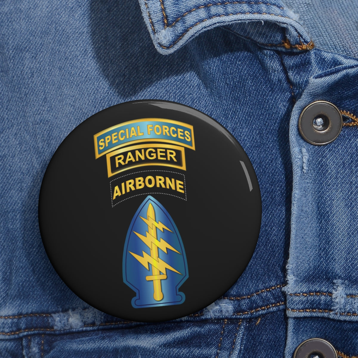 Custom Pin Buttons - SOF - Airborne - SF SSI - SF Tab - Ranger Tab ...