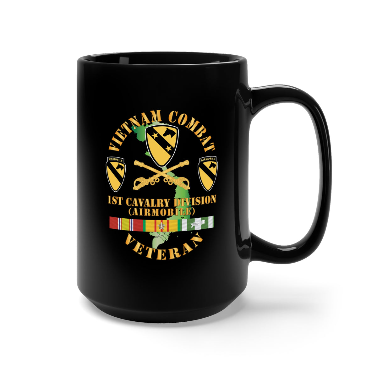 Black Mug 15oz -Army - Vietnam Combat Veteran w 1st Cav DUI – MIP Brand ...