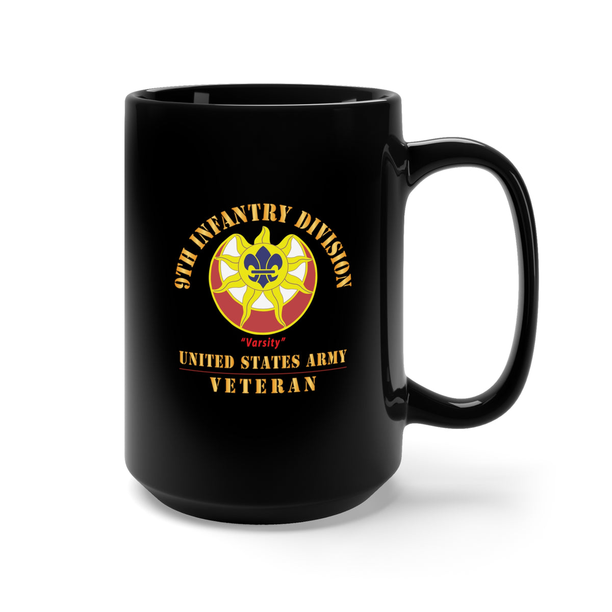Black Mug 15oz - Army - DUI - 9th Infantry Division - Varsity - US Arm ...