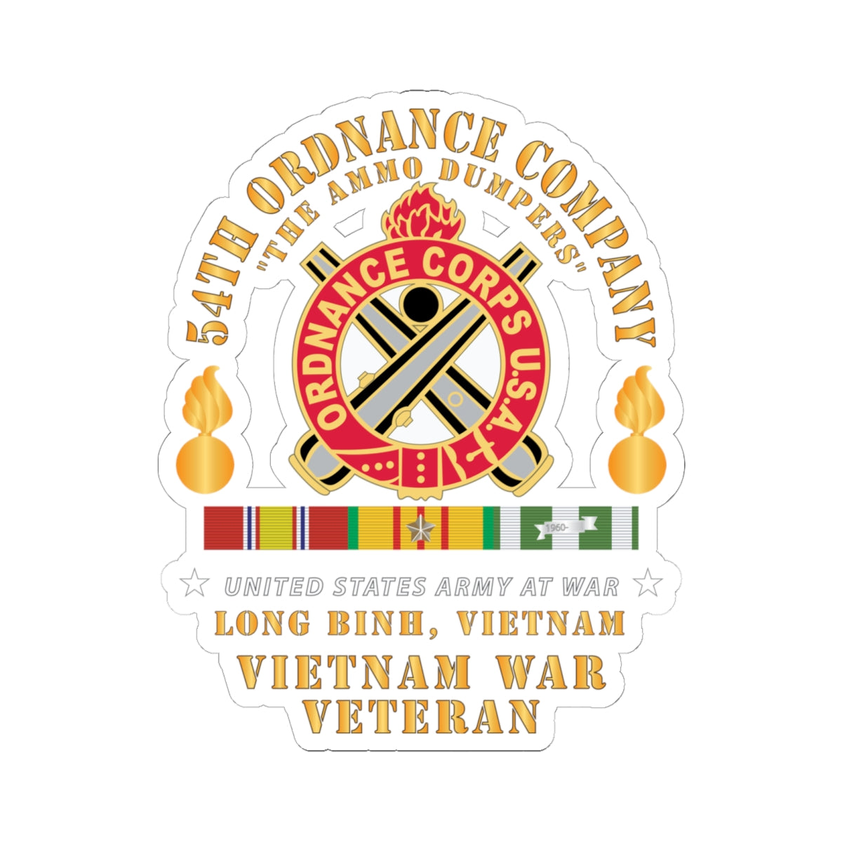 Kiss-Cut Stickers - 54th Ordnance Company - ORD Emblem - Ammo Dumpers ...