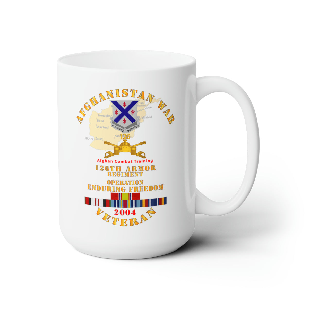 White Ceramic Mug 15oz - Army - Afghanistan War Vet - 126th Armor Regi ...