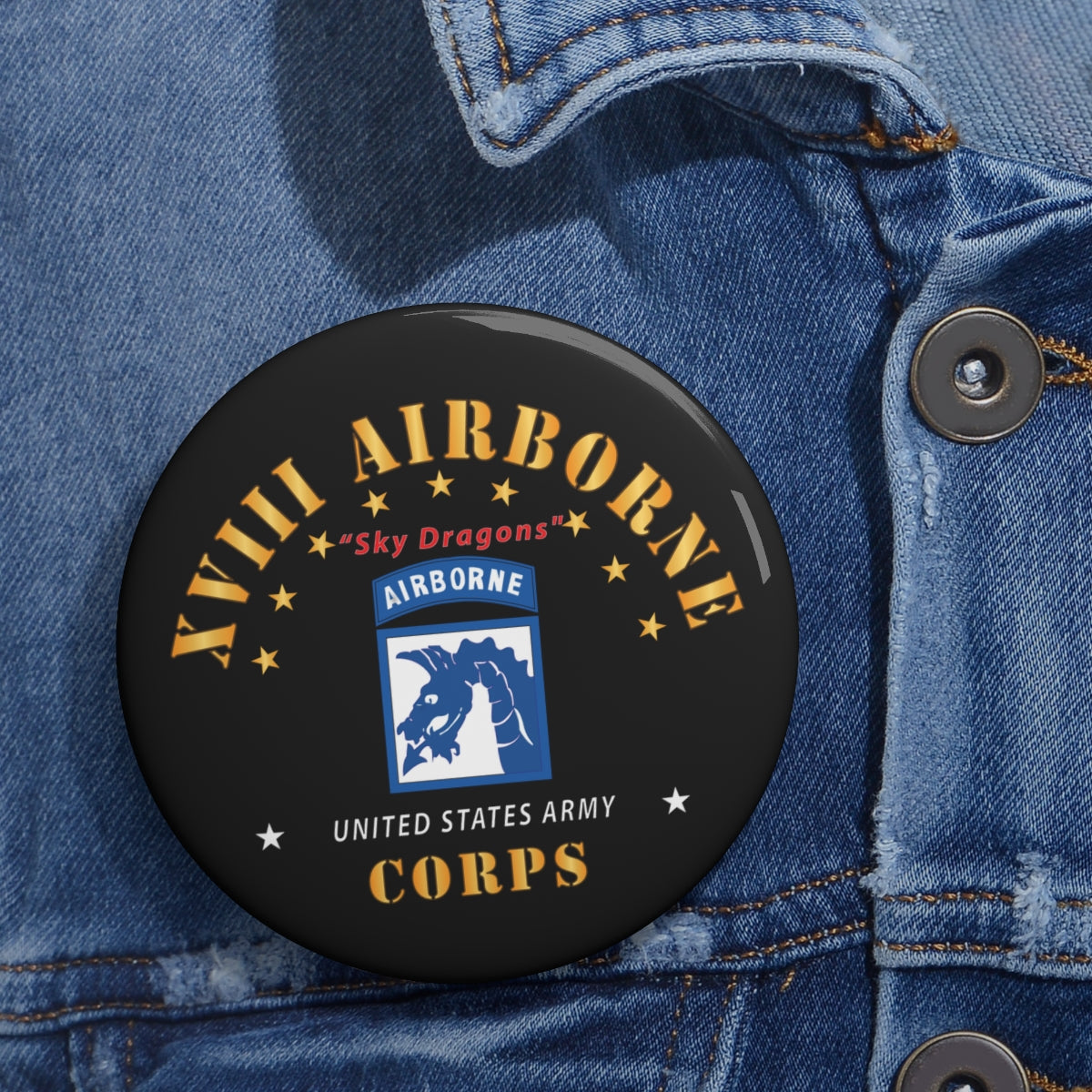 Custom Pin Buttons - XVIII Airborne Corps - Sky Dragons X 300 – MIP ...