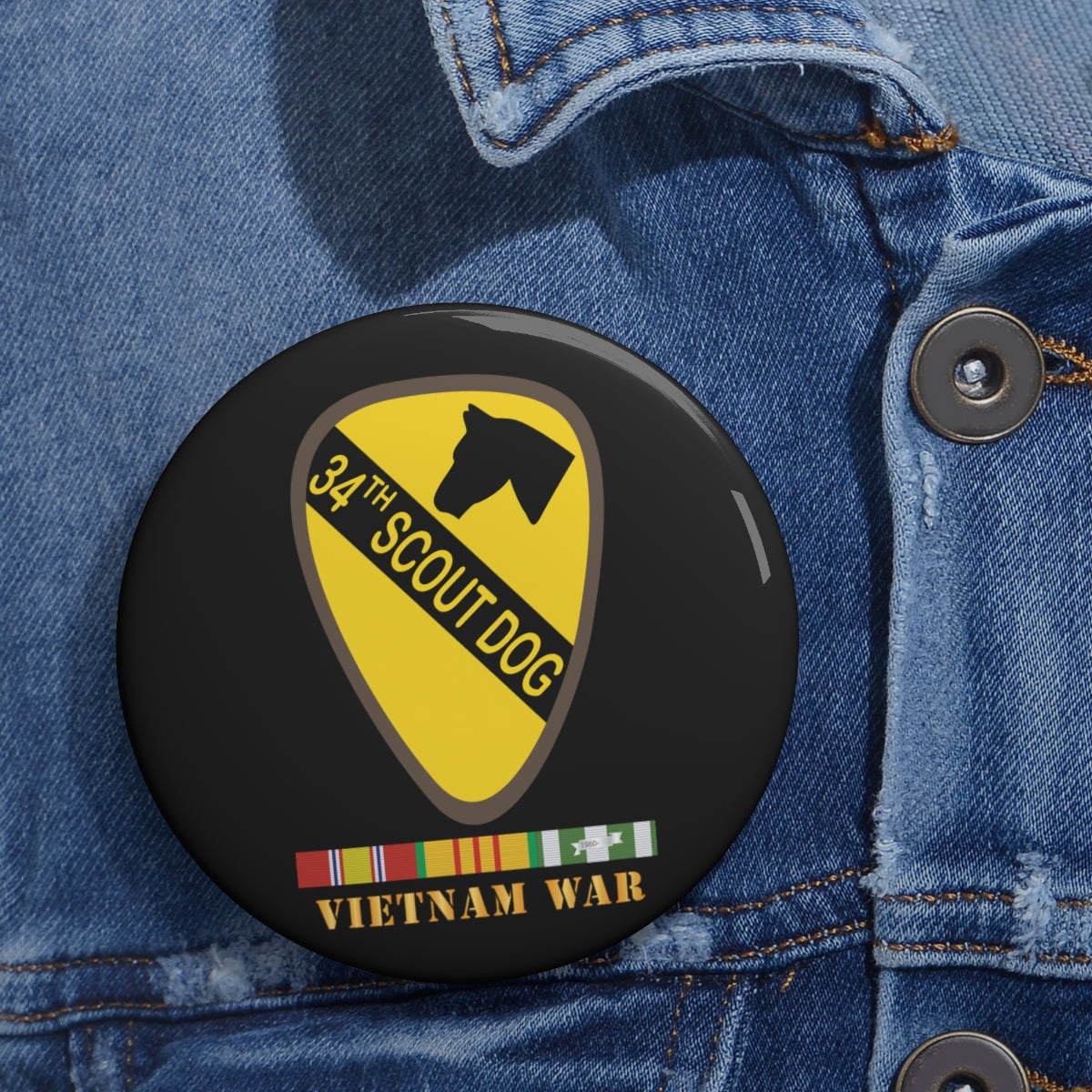 Custom Pin Buttons - 34th Scout Dog Platoon w VN SVC wo Txt X 300 – MIP ...