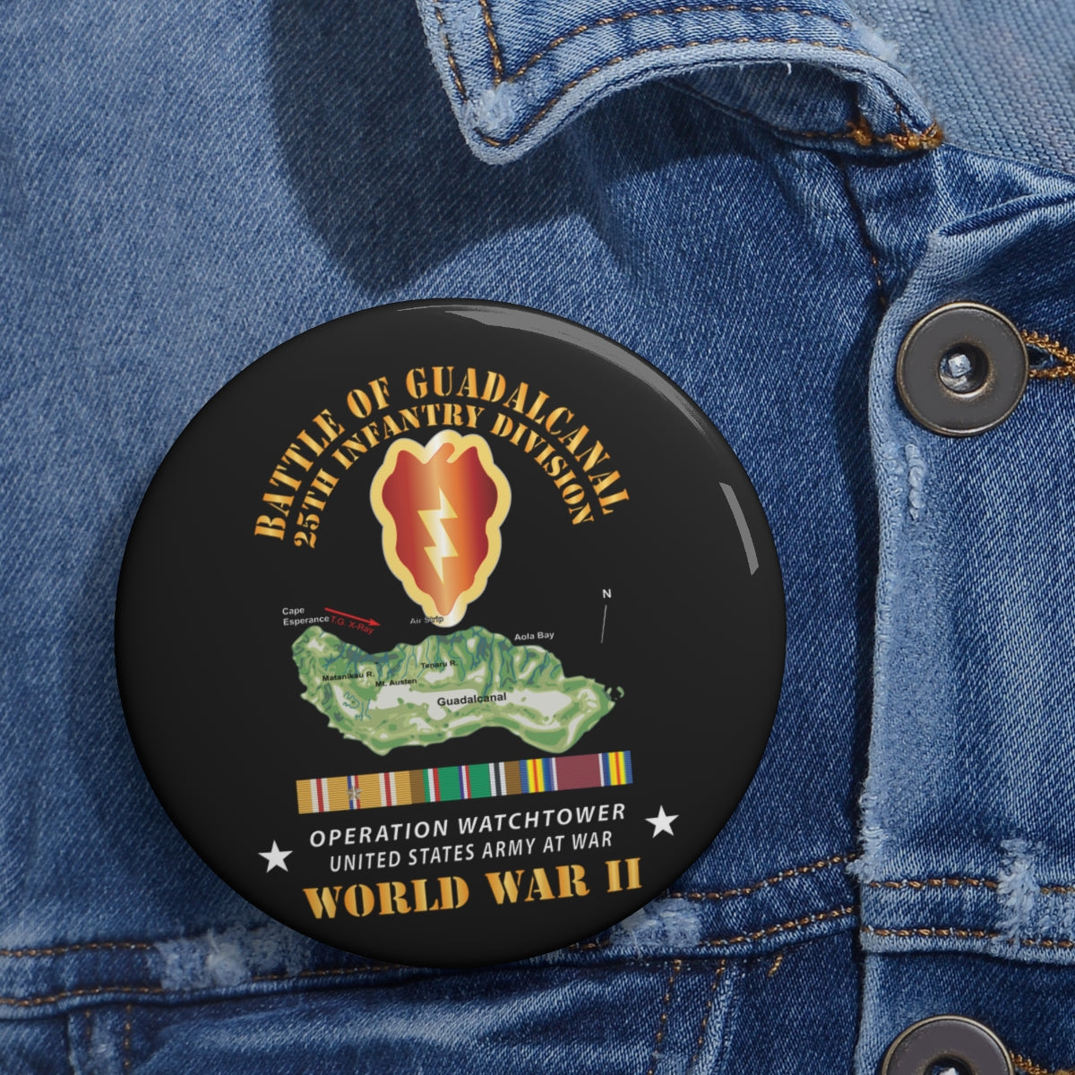 Custom Pin Buttons - 25th Infantry Division - WWII - Guadalcanal X 300 ...