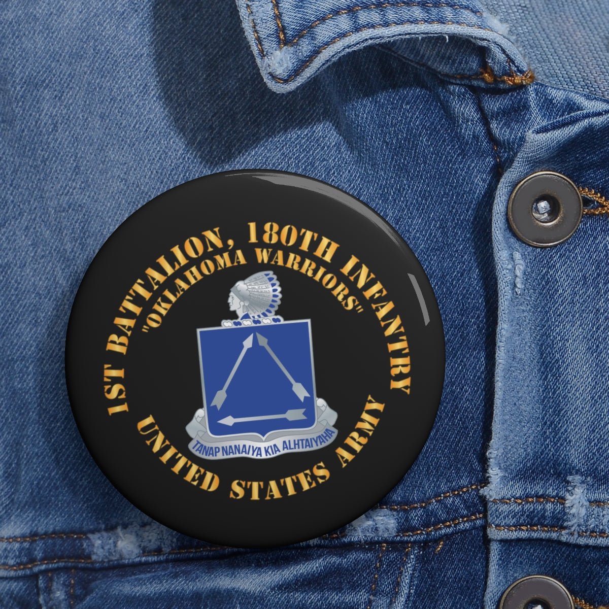 Custom Pin Buttons - 180th Infantry Regiment DUI- Oklahoma Warriors ...