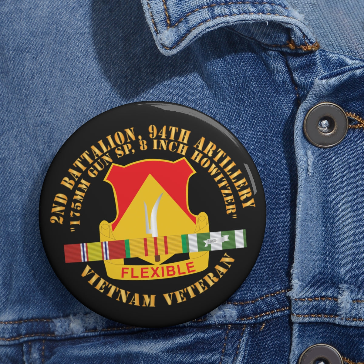 Custom Pin Buttons - 2nd Battalion, 94th Artillery - DUI w Vietnam Ser ...