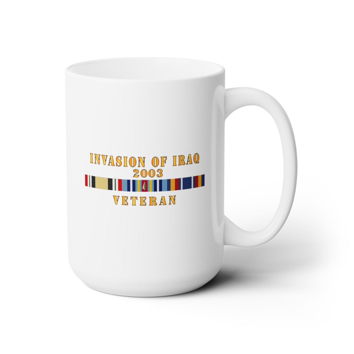 White Ceramic Mug 15oz - Army - AFR - Iraq Invasion Veteran w ARR GWOT ...