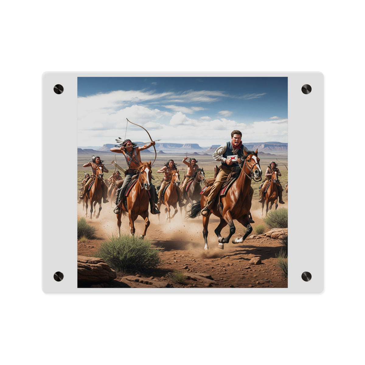 Acrylic Wall Art Panel - Apache Indians attacking a Pony Express Rider ...