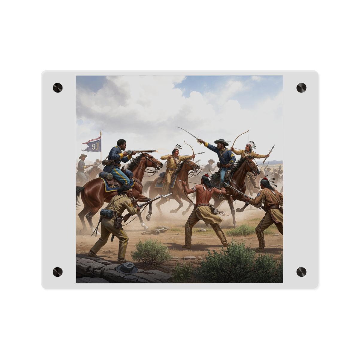 Acrylic Wall Art Panel - 9th Cavalry Regiment fighting Native American ...