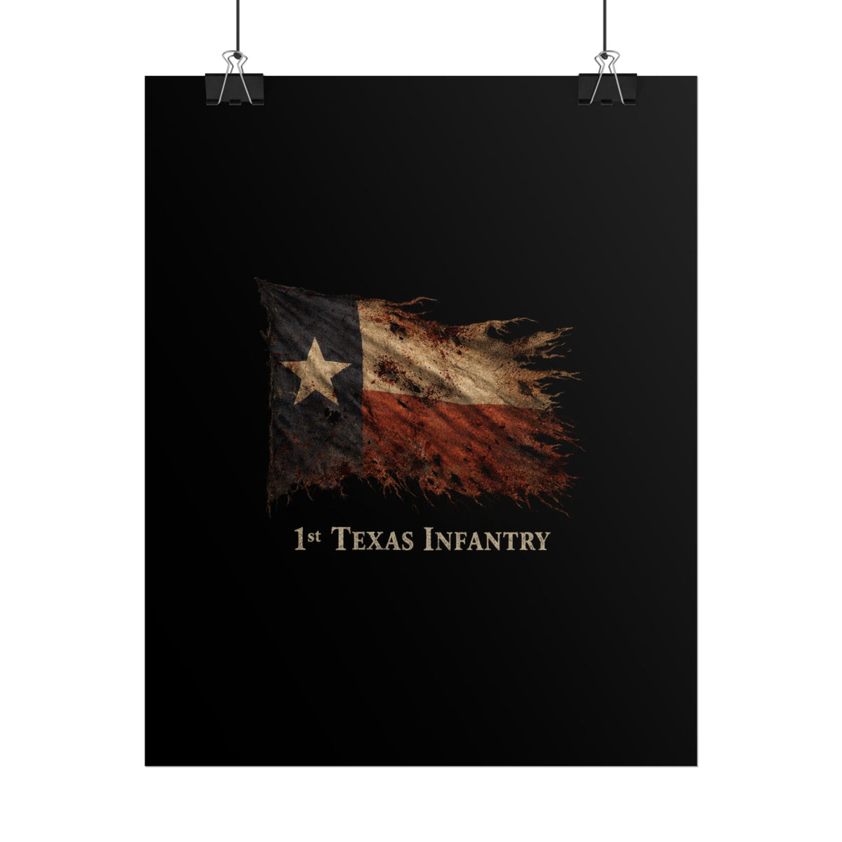 1st Texas Infantry Battle Flag Poster | Tattered Texas Pride Art Print ...