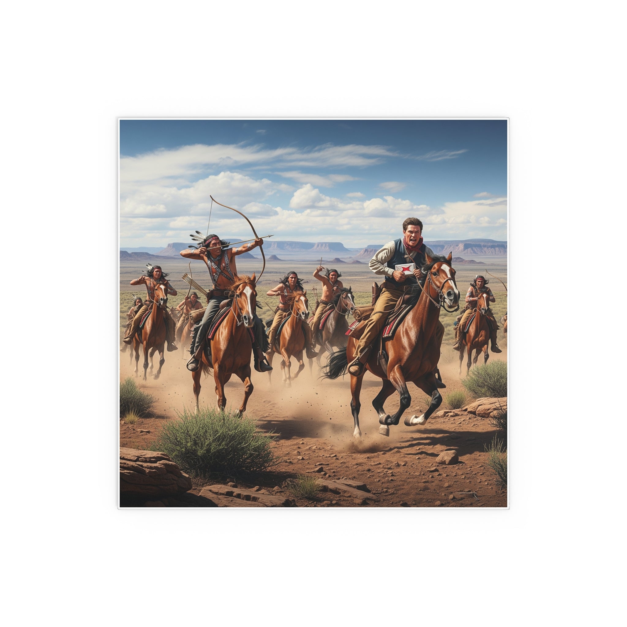 Indoor and Outdoor Silk Posters - Apache Indians attacking a Pony Expr ...