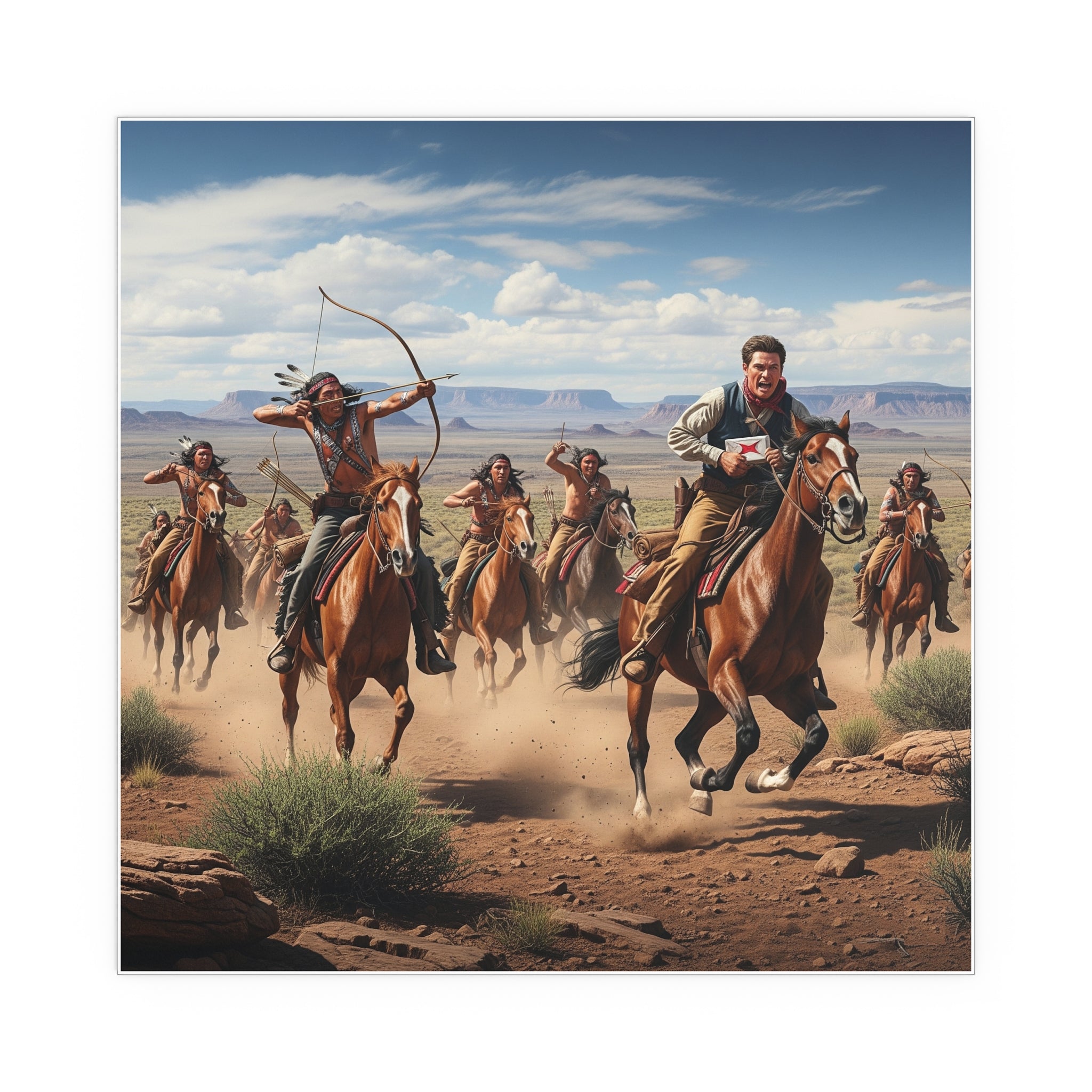 Indoor and Outdoor Silk Posters - Apache Indians attacking a Pony Expr ...