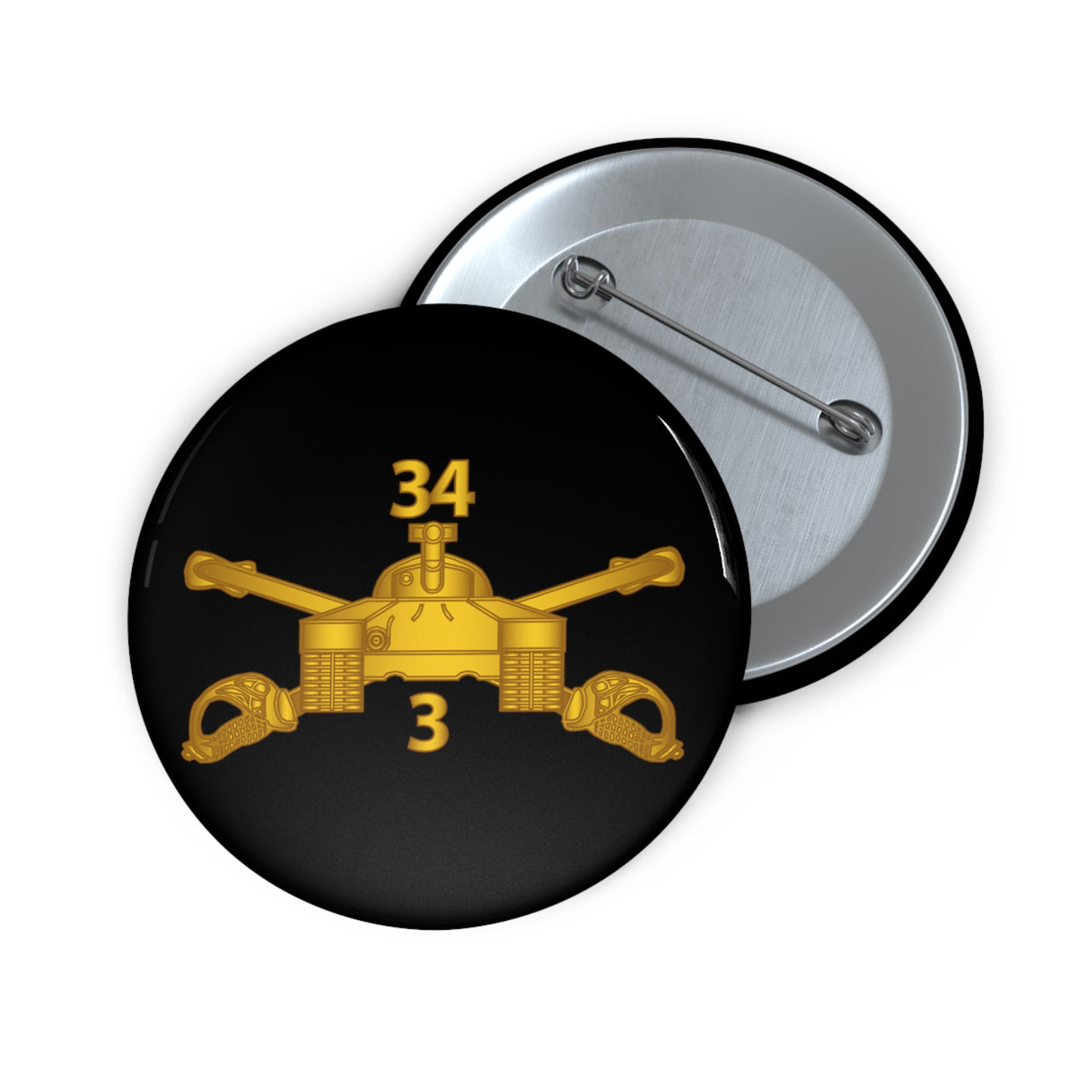 Custom Pin Buttons - Army - 3rd Bn 34th Armor - Armor Branch wo Txt ...