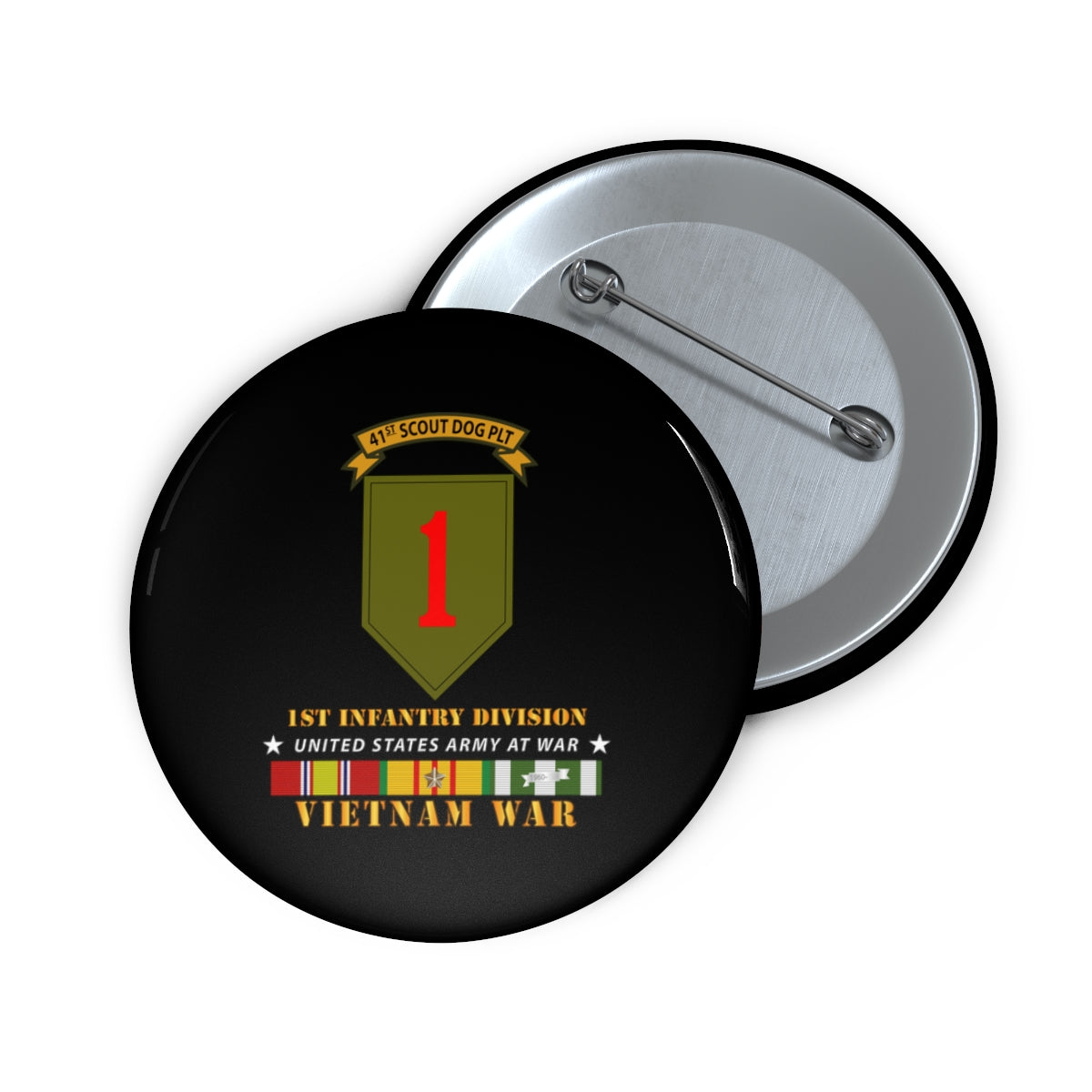 Custom Pin Buttons - Army - 41st Scout Dog Platoon 1st Infantry Div wo ...