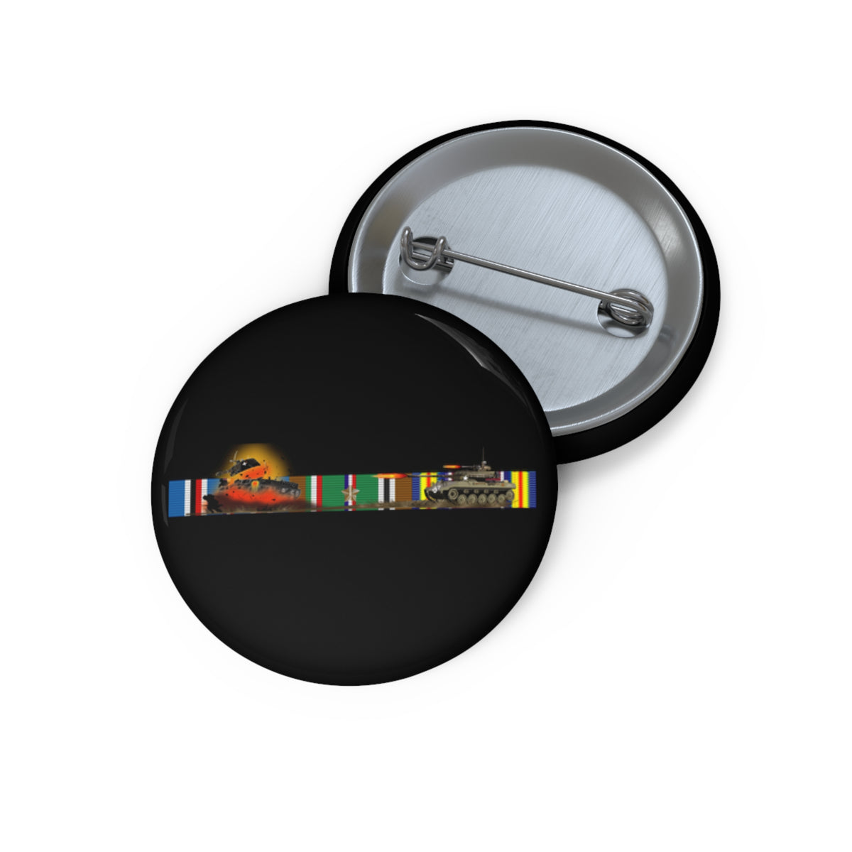 Custom Pin Buttons - Army - WWII - Service Ribon Bar w M18 HellCat Kil ...