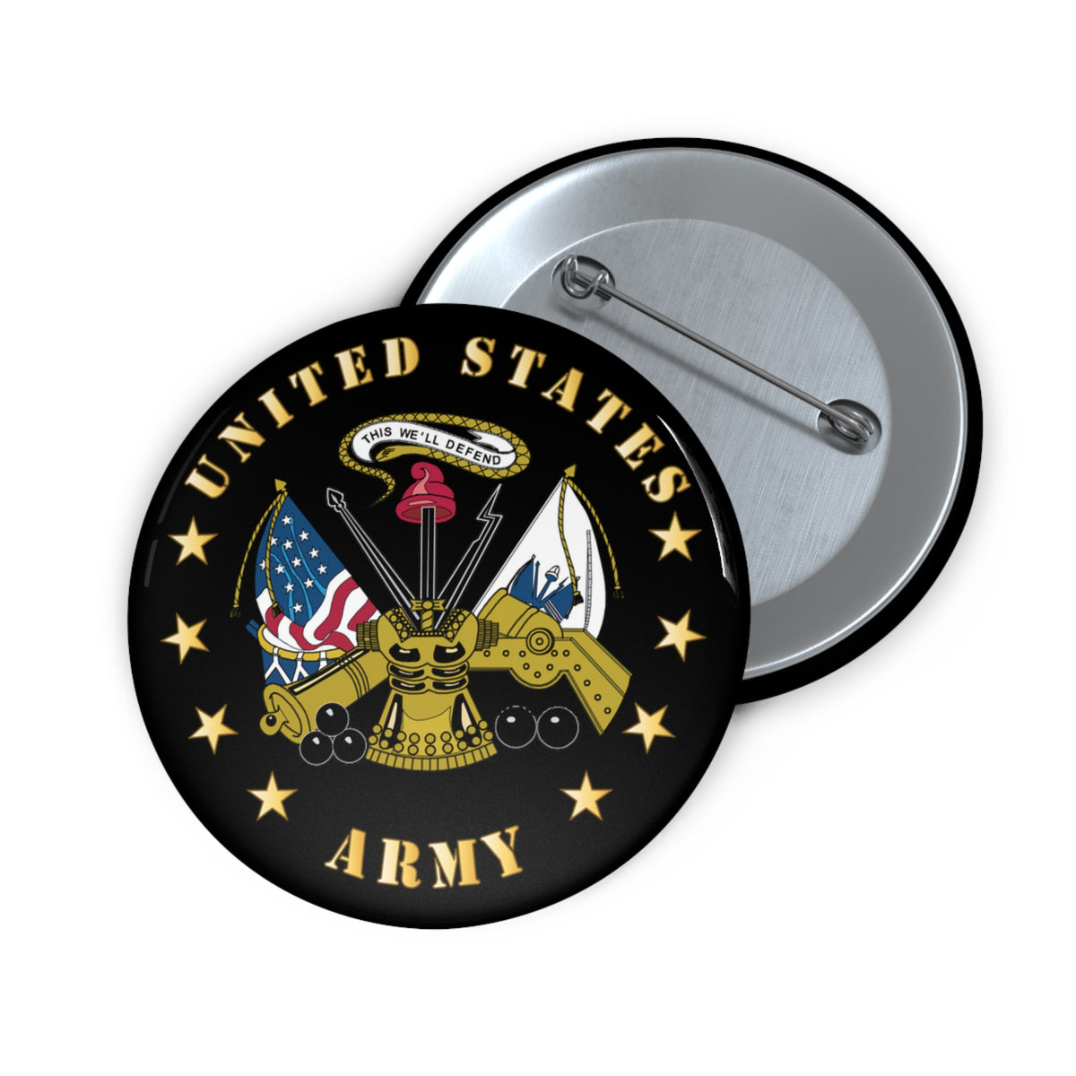Custom Pin Buttons - Emblem - US Army Center wo DS – MIP Brand Store