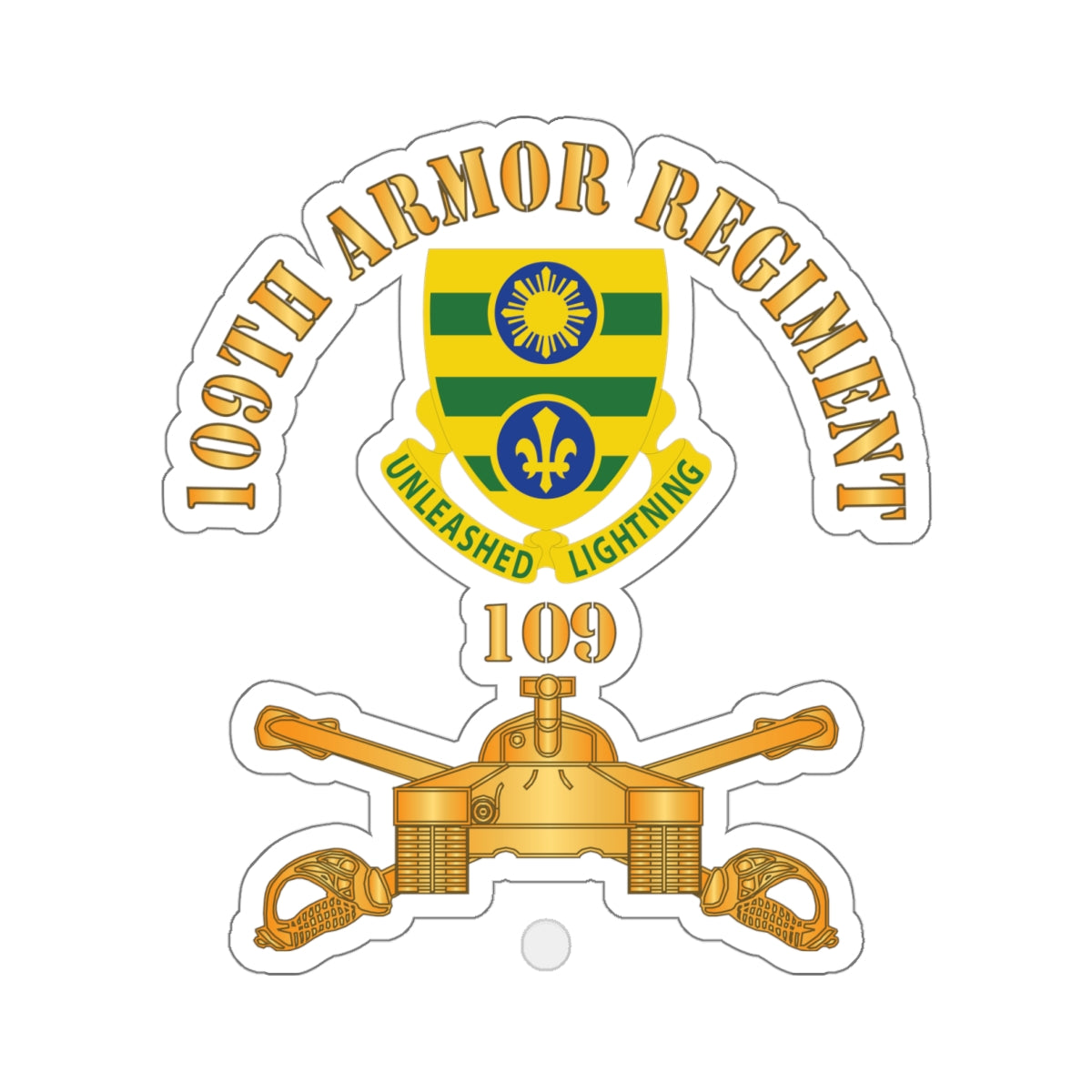 Kiss-Cut Stickers - 109th Armor Regiment - DUI w AR Branch X 300 – MIP ...