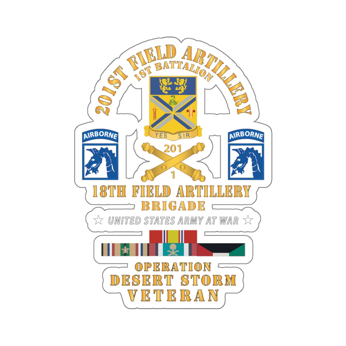 Kiss-Cut Stickers - 1st Battalion, 201st Artillery, XVIII Abn Corps ...