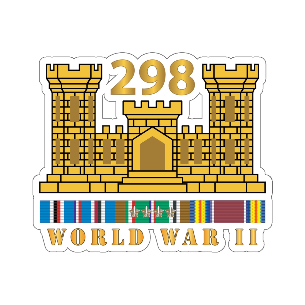 Kiss-Cut Stickers - 298TH Engineer Combat Battalion - WWII - w ENG Br ...