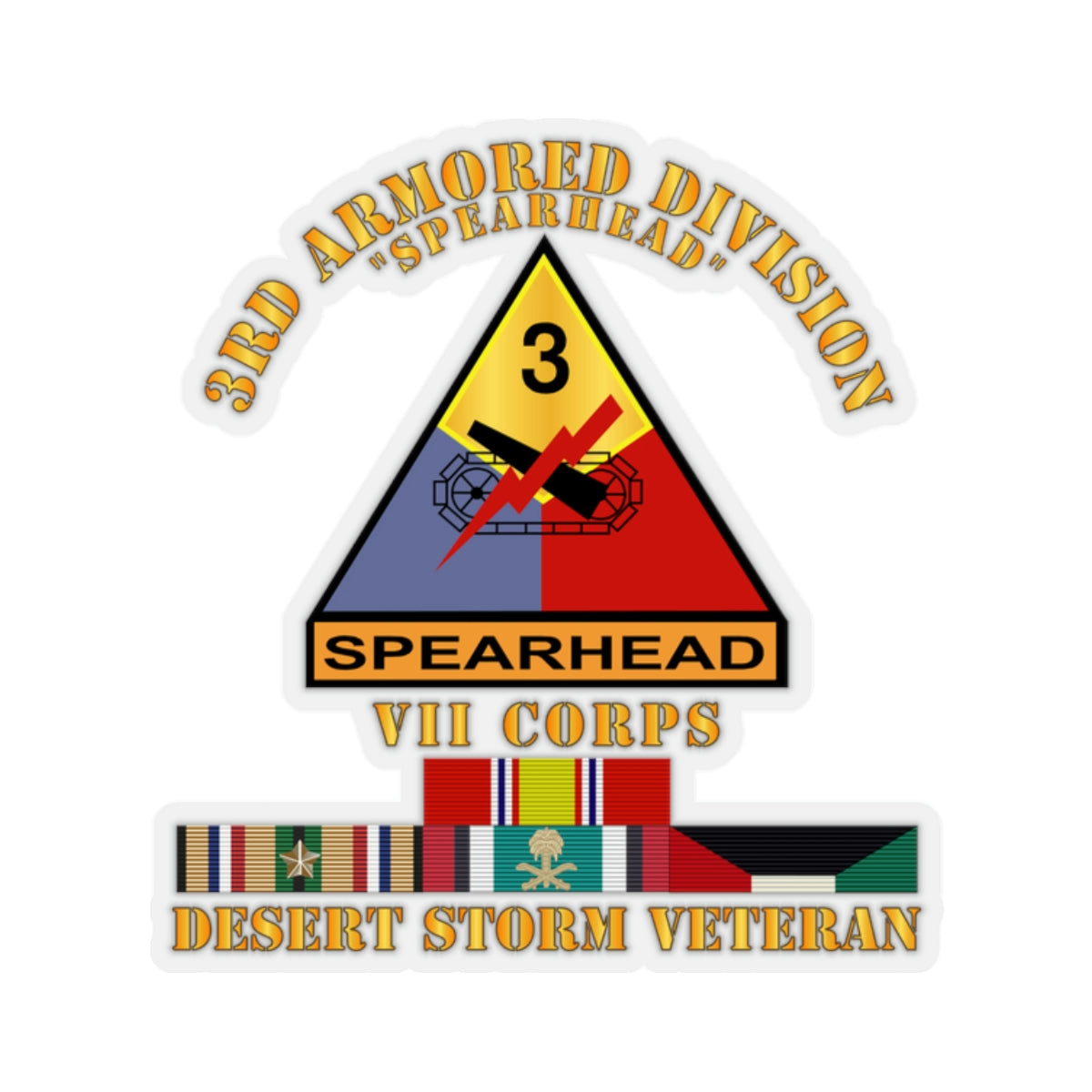Kiss-Cut Stickers - 3rd Armored Div - VII Corps - Desert Storm Veteran ...