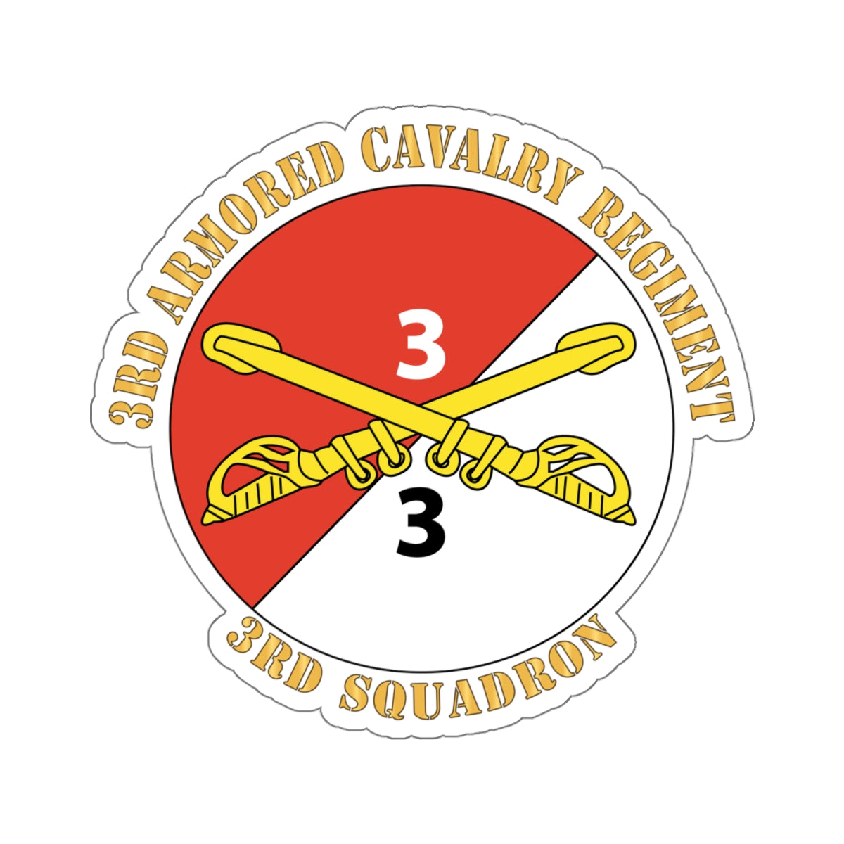 Kiss-Cut Stickers - 3rd Squadron - 3rd Armored Cavalry Regiment with T ...