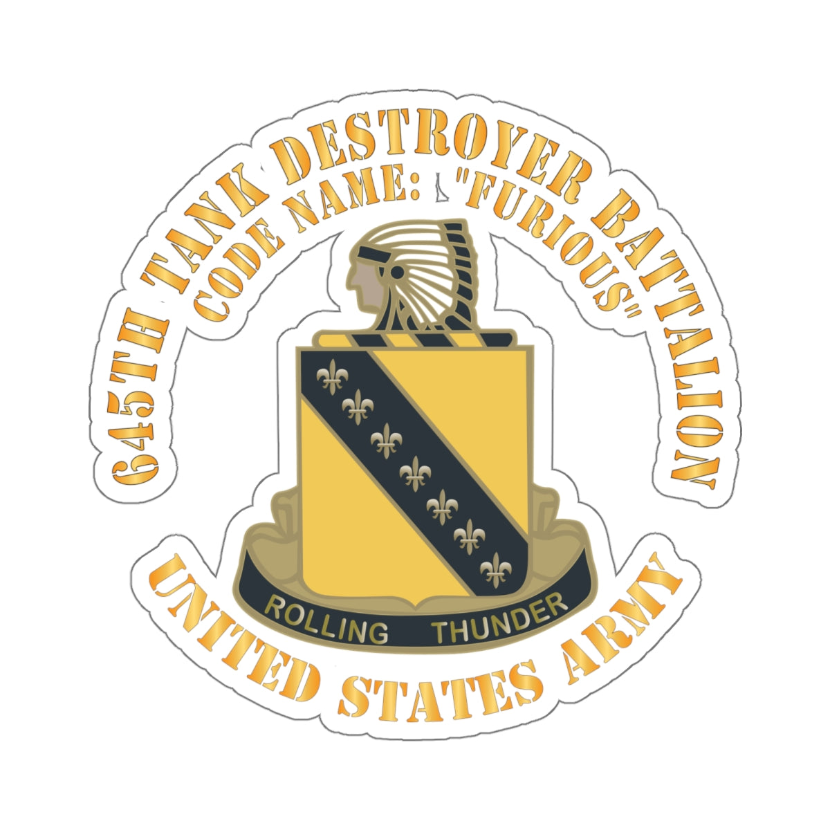 Kiss-Cut Stickers - 645th Tank Destroyer Battalion - DUI - Code Name ...