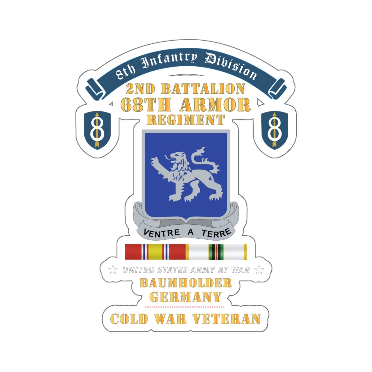 Kiss-Cut Stickers - 8th Infantry Division Scroll - 2nd Bn 68th Armor R ...