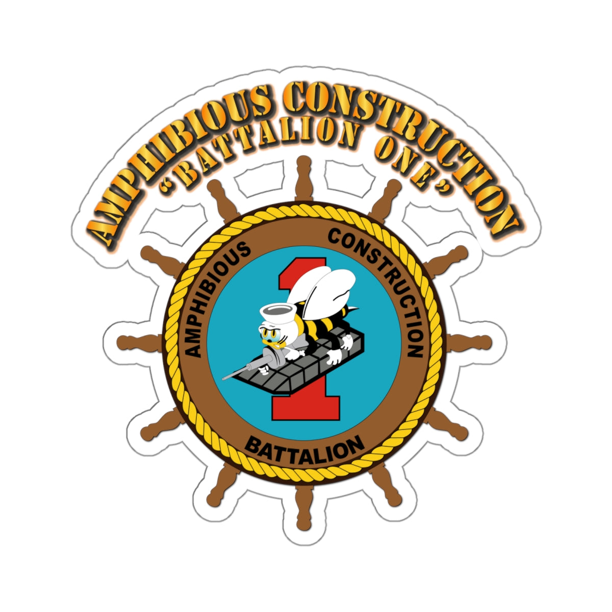 Kiss-Cut Stickers - Amphibious Construction Battalion One (ACB-1) with ...