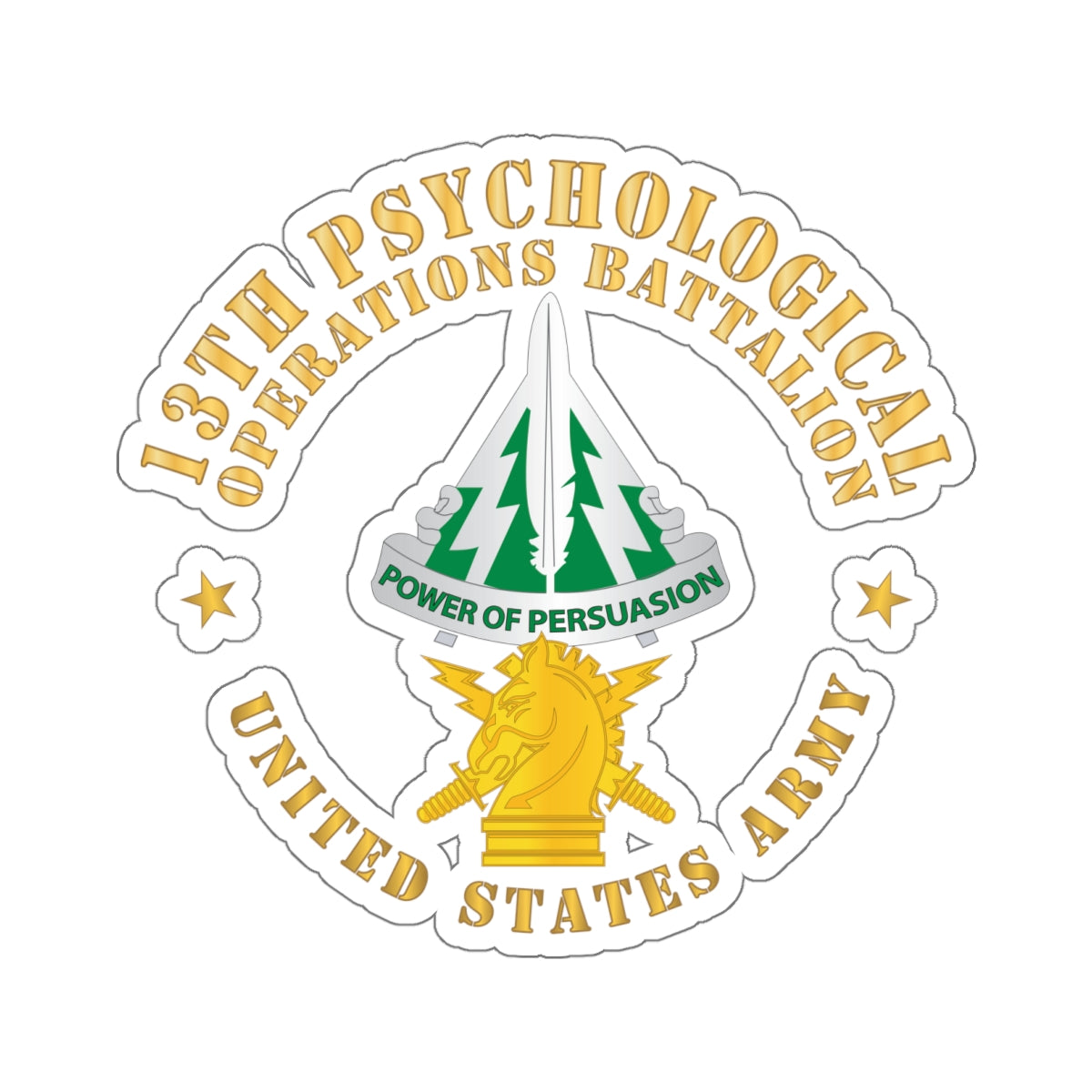 Kiss-Cut Stickers - Army - 13th PSYOPS Bn - US Army w DUI - Psyops Bra ...