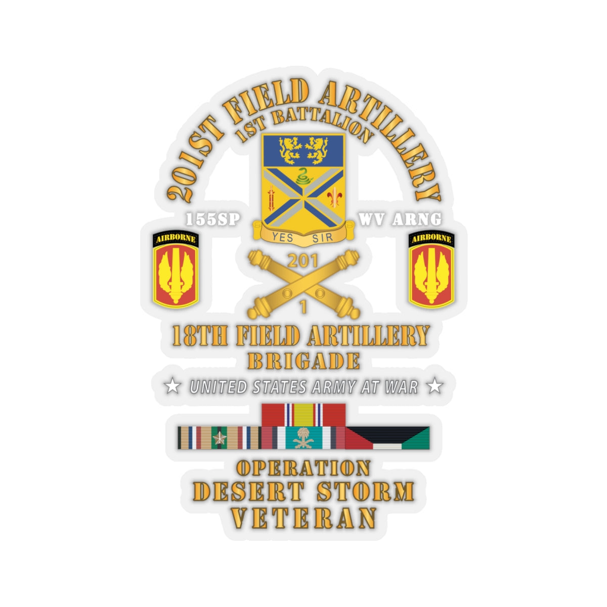 Kiss-Cut Stickers - Army - 1st Battalion, 201st Artillery, 18th FA Bde – MIP Brand Store