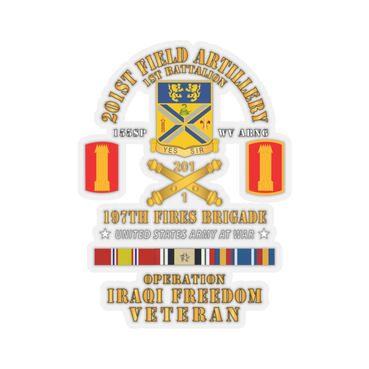 Kiss-Cut Stickers - Army - 1st Battalion, 201st Artillery, 197th Fires ...