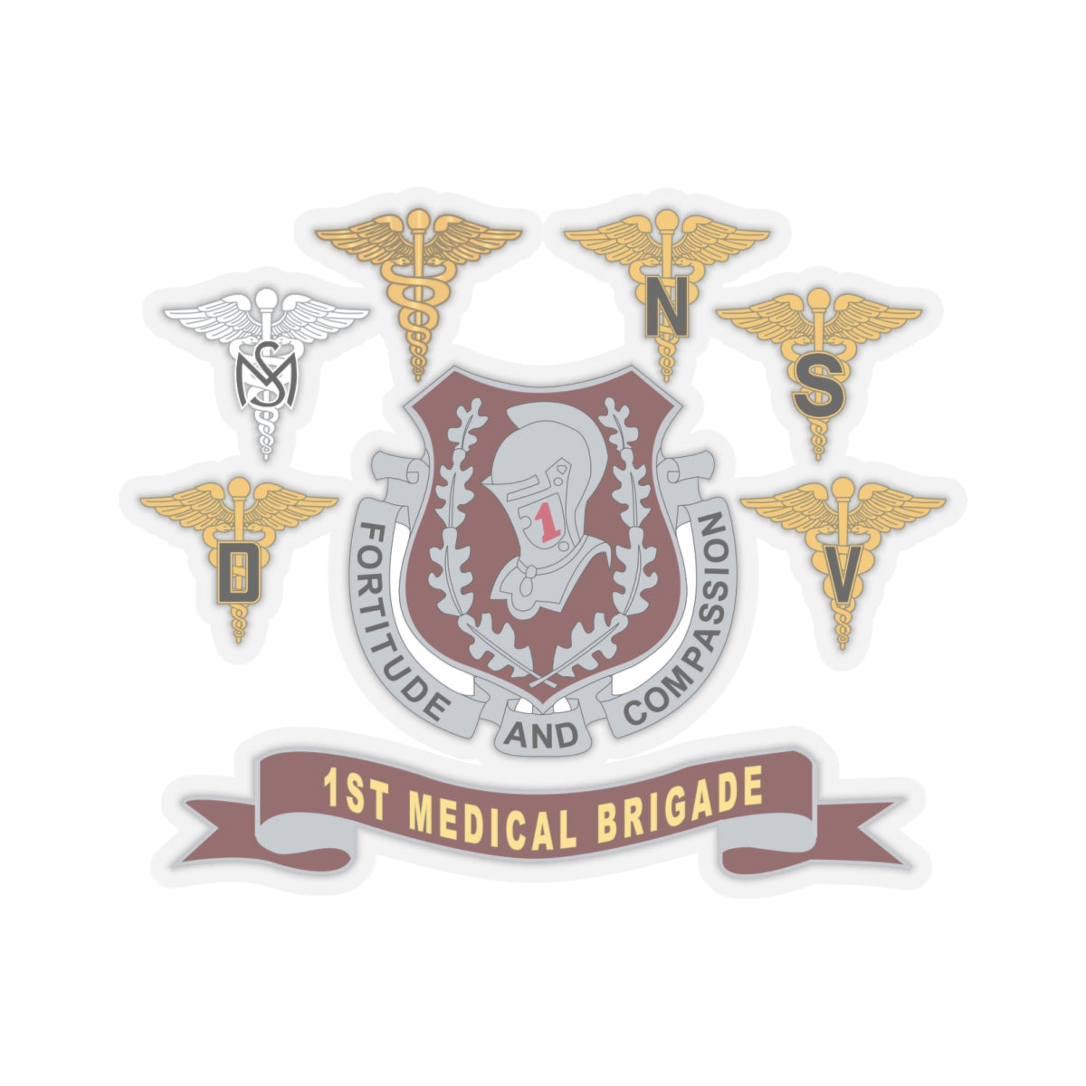 Kiss-Cut Stickers - Army - 1st Medical Brigade - DUI - Br - Ribbon X 3 ...