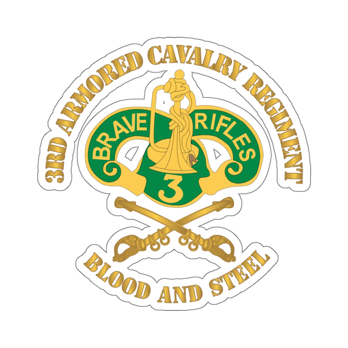 Kiss-Cut Stickers - Army - 3rd Armored Cavalry Regiment DUI - Blood an ...
